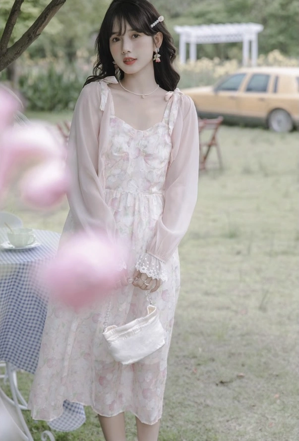 Pink Floral Dress With Patel Pattern | The Other Aesthetic