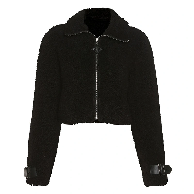 Warm Collared Jacket With Leather Arm Strap | The Other Aesthetic